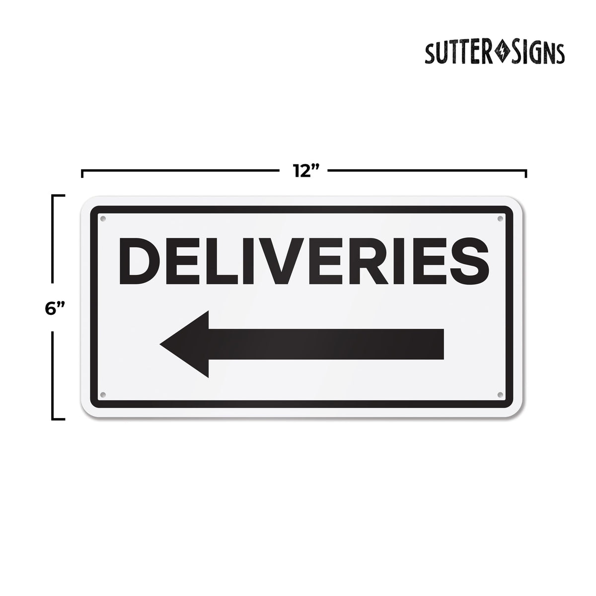 Bulk Case of 100 Signs - Deliveries with Left Arrow Sign, 12" x 6" Alu ...