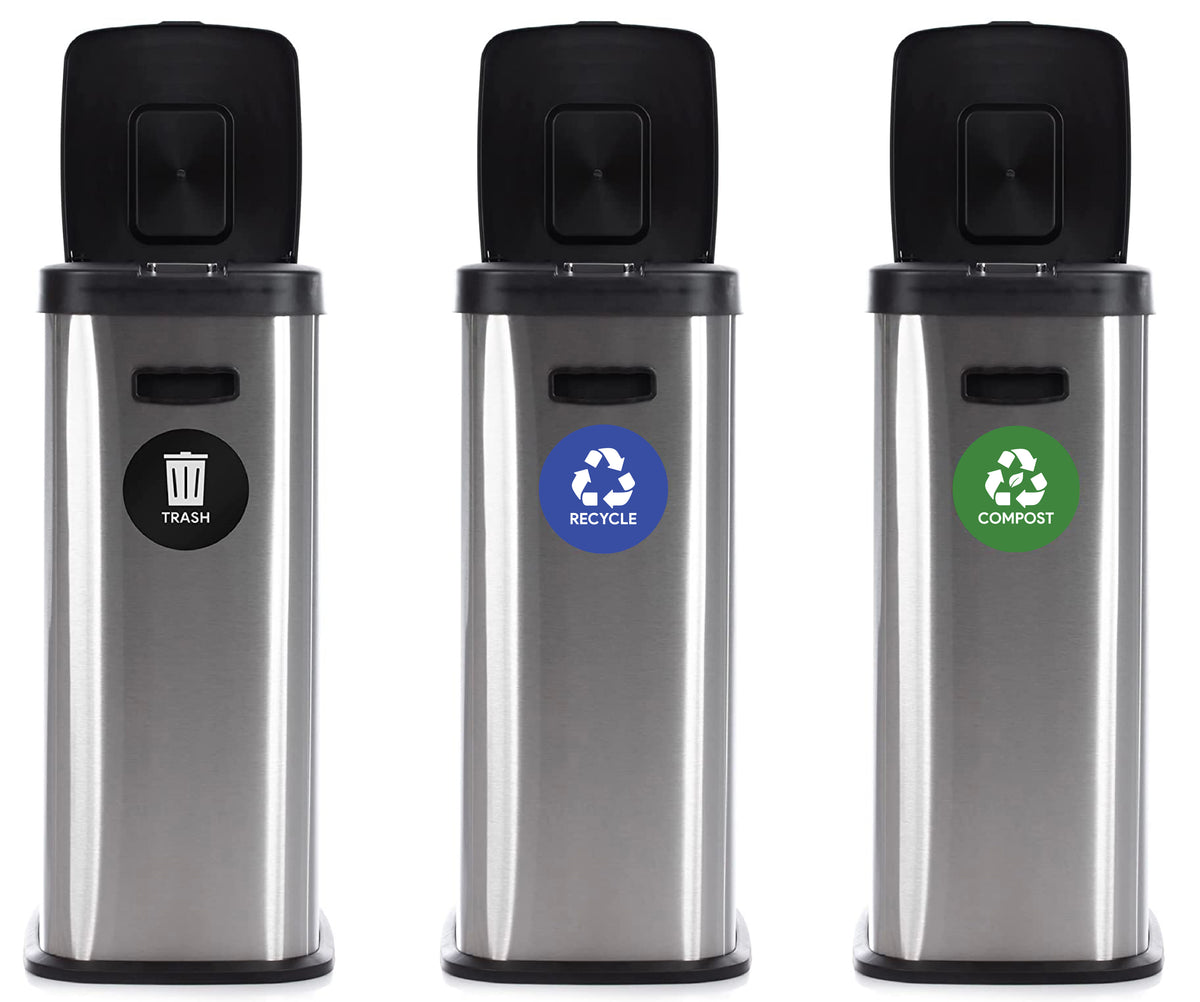 Sutter Signs Recycle, Trash, Compost Garbage Sticker Set (2 Stickers o